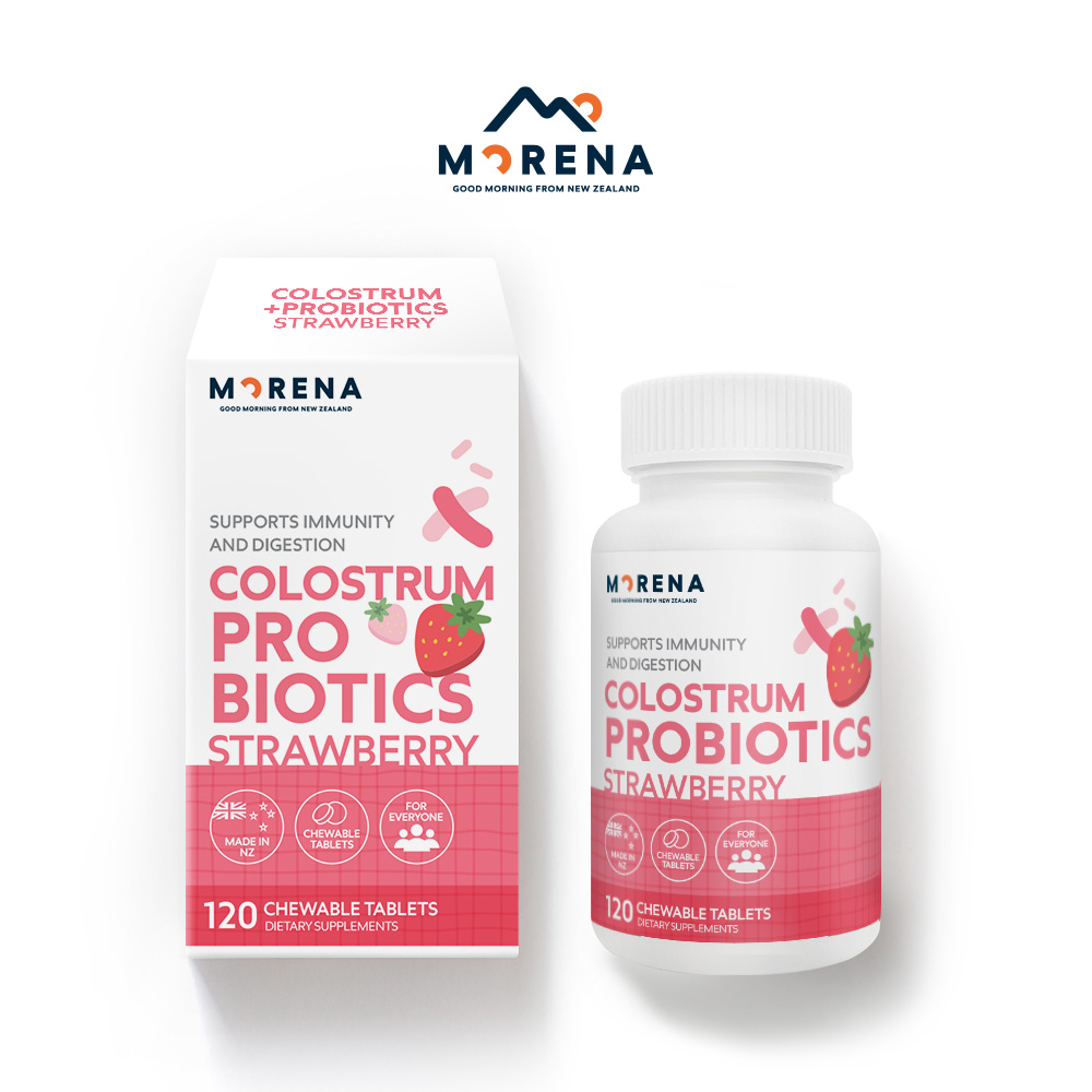 Chewable Colostrum + Probiotics Strawberry 120 Tablets | MORENA